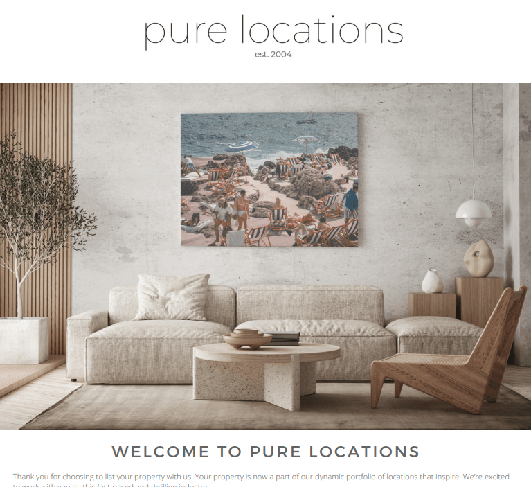 Pure Locations Welcome Pack For Commercial Venues - Pure Locations
